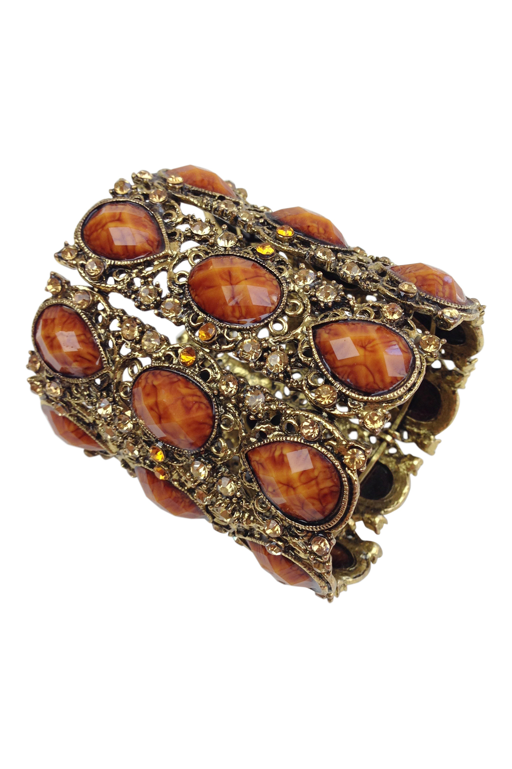 X-Wide Golden Jeweled Cuff - Go Home, Gabriela's...