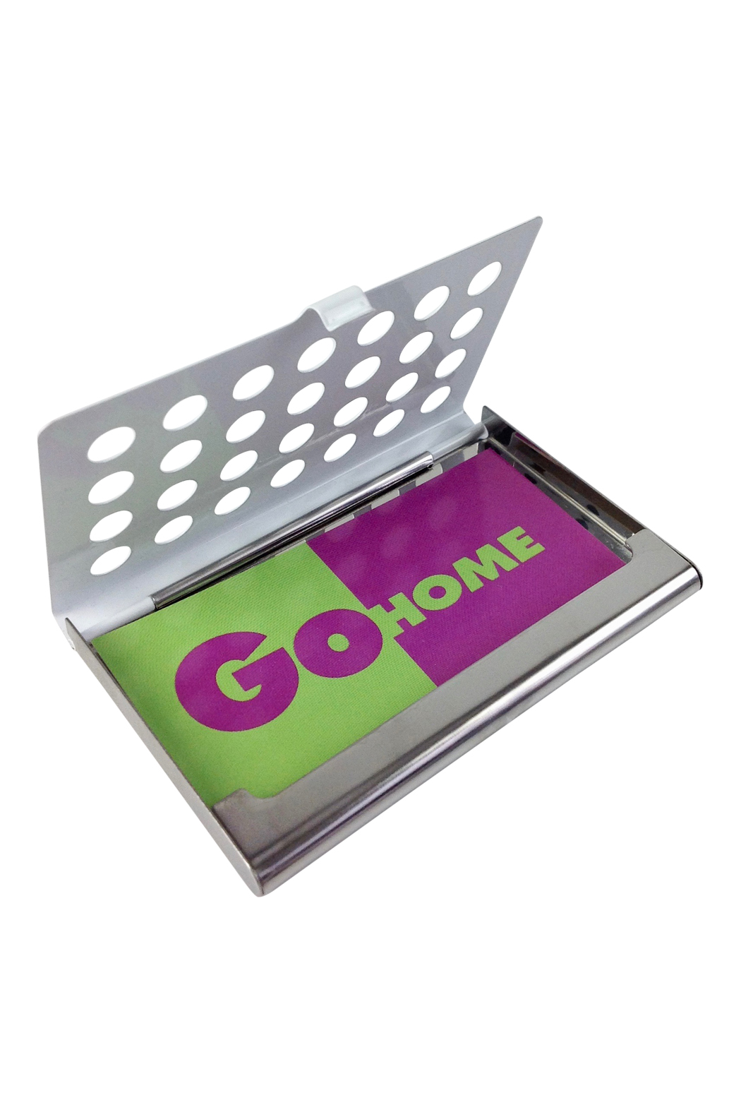 WHITE CARD CASE WITH PERFORATED ROUND HOLES - Go Home, Gabriela's...