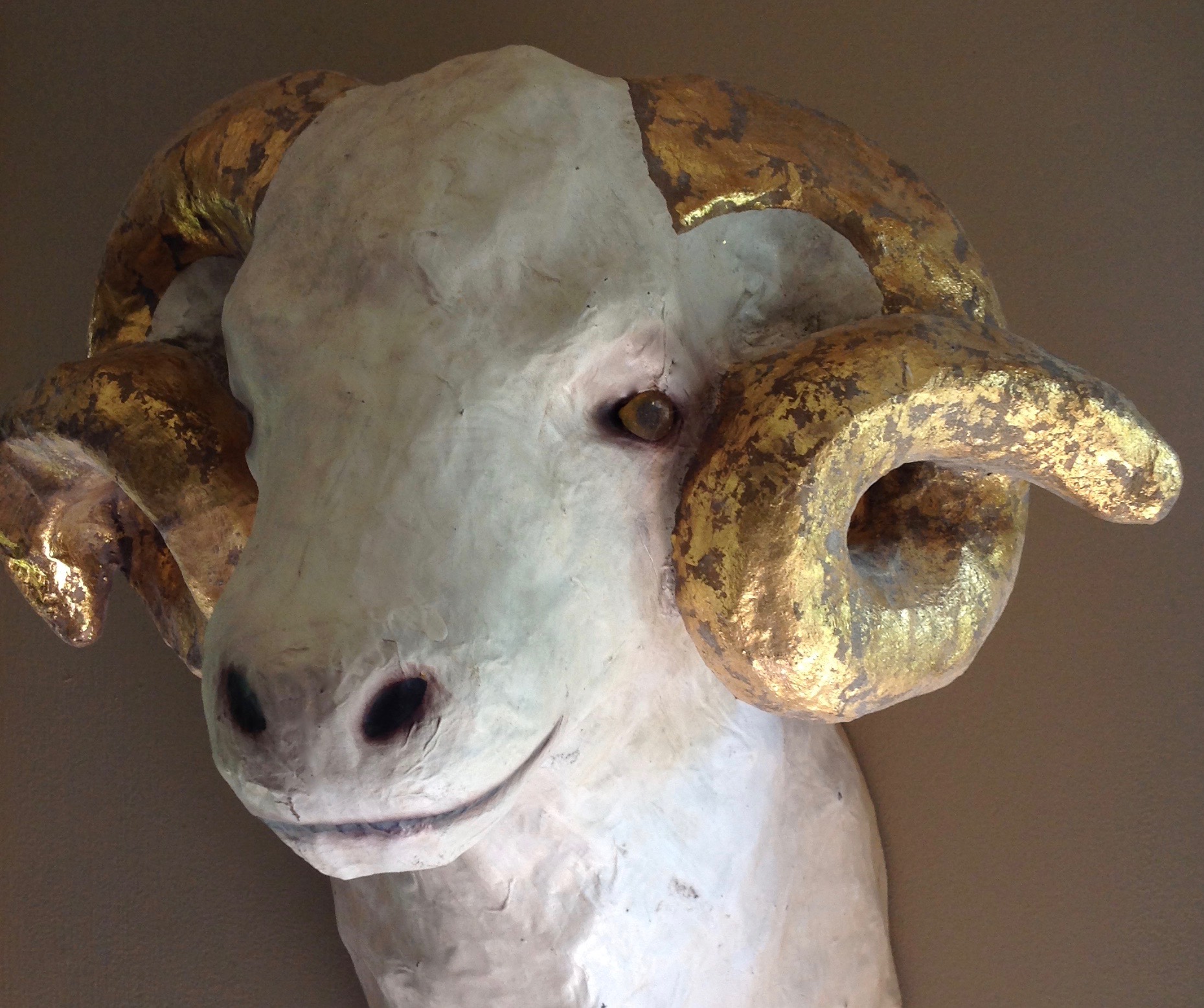Ram Trophy with Gold leafed Horns - Go Home, Gabriela's...
