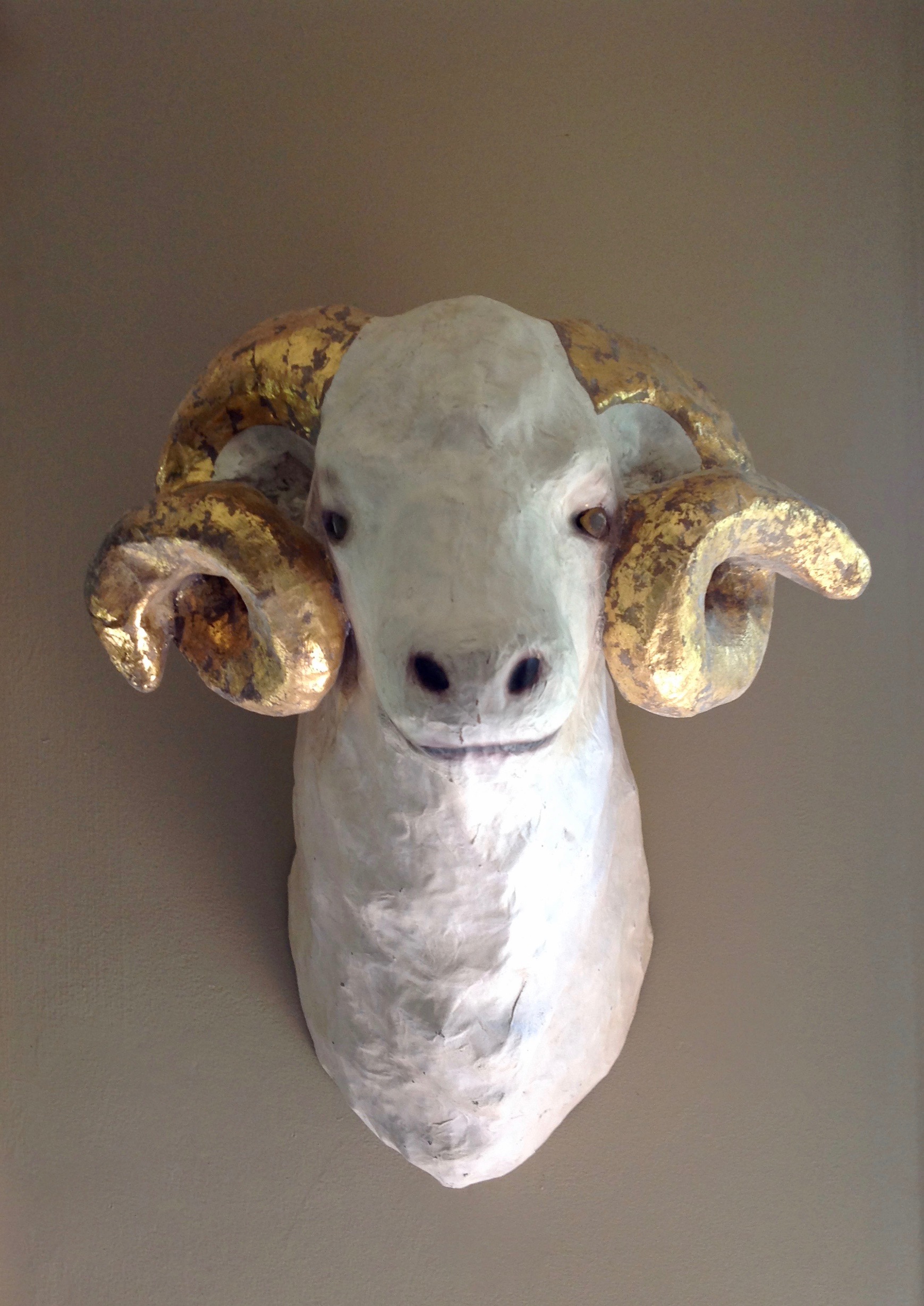 Ram Trophy with Gold leafed Horns - Go Home, Gabriela's...
