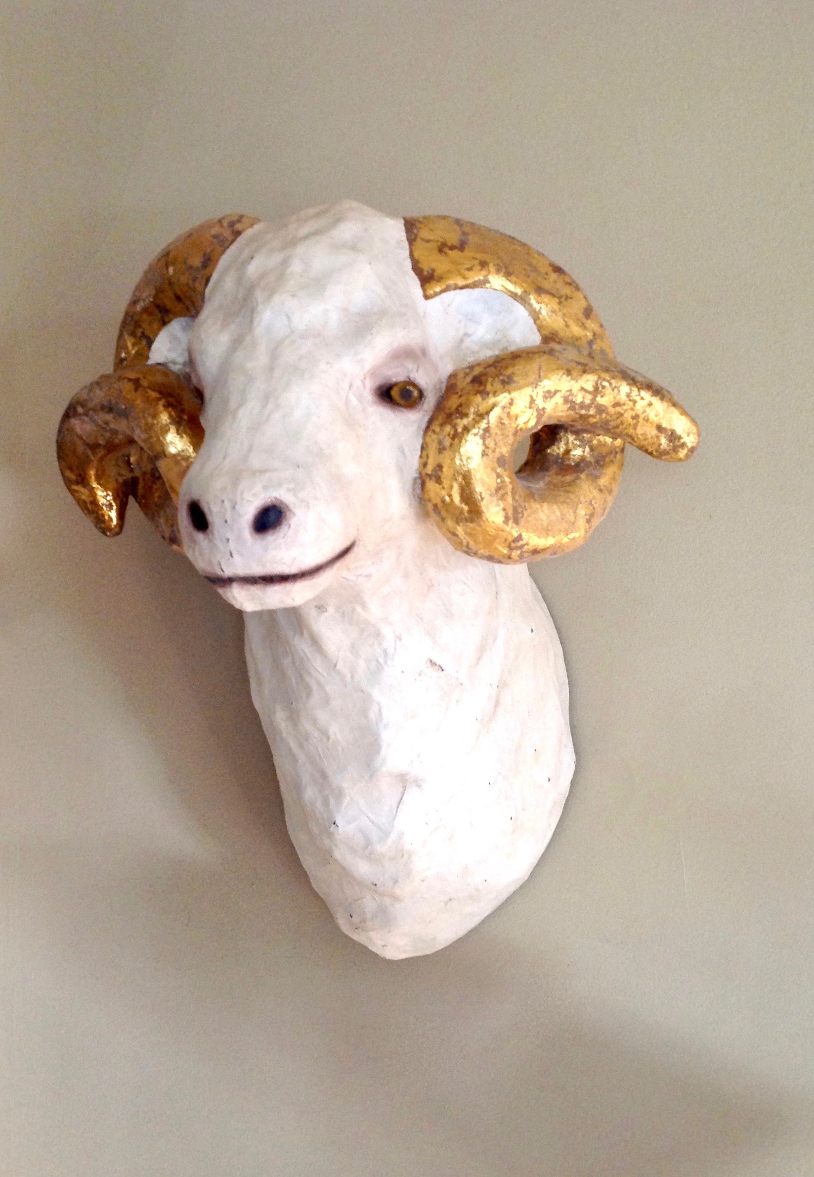 Ram Trophy with Gold leafed Horns - Go Home, Gabriela's...