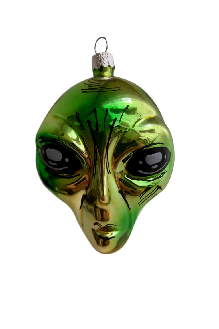 Green Glass Alien Ornament - GO HOME... Modern Decor & Gifts