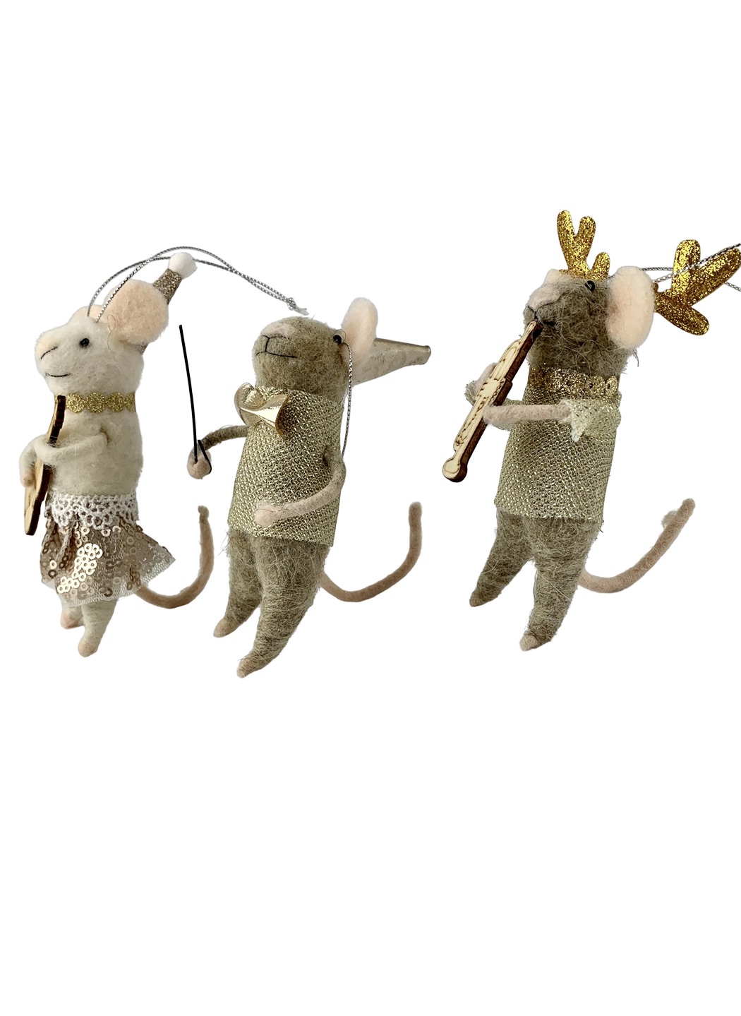 Set of 3 Felt Mice Ornaments - Go Home, Gabriela's...